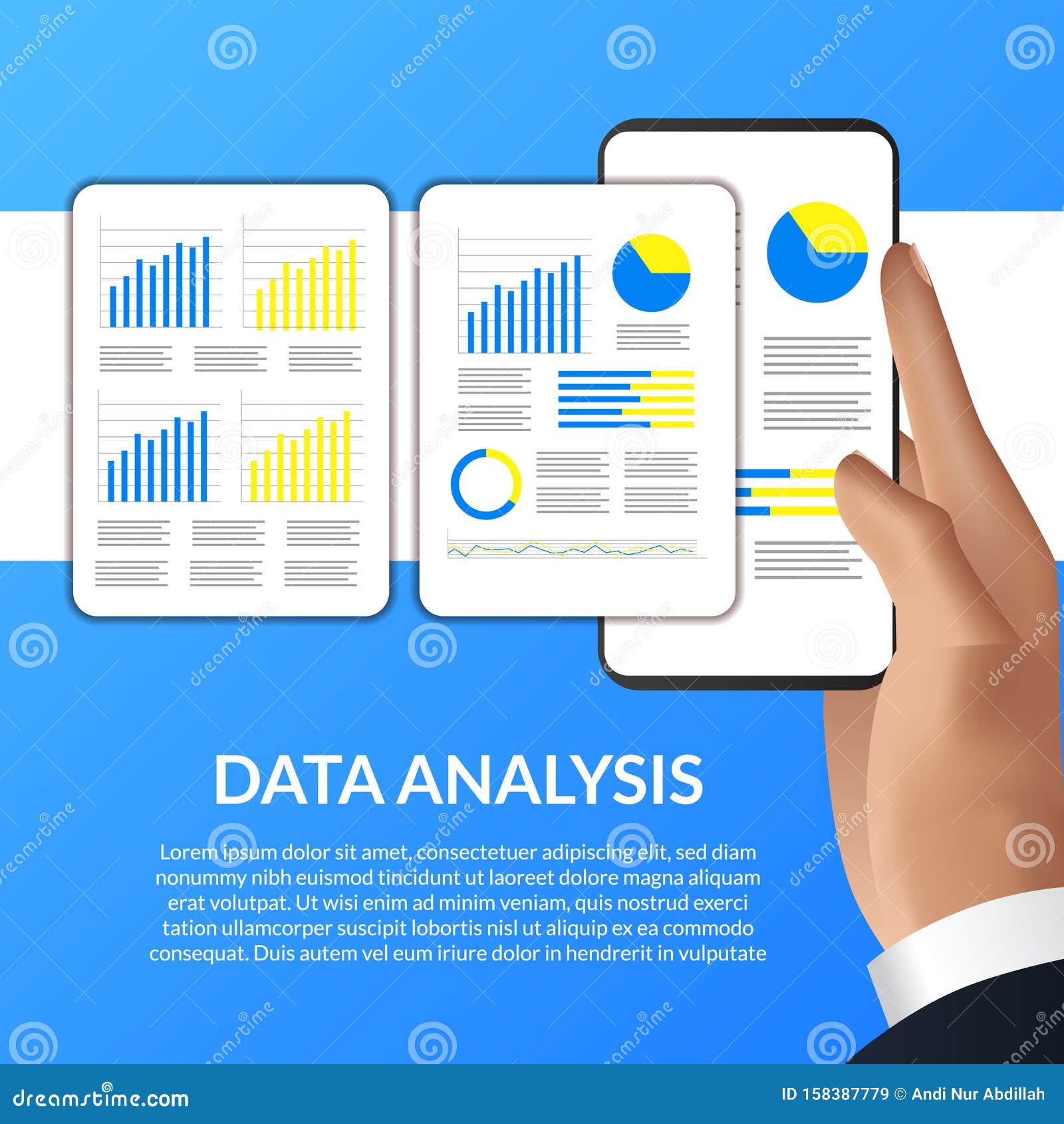 Hand Holding Smartphone Chart, Graph, Statistic for Data Analysis Stock ...