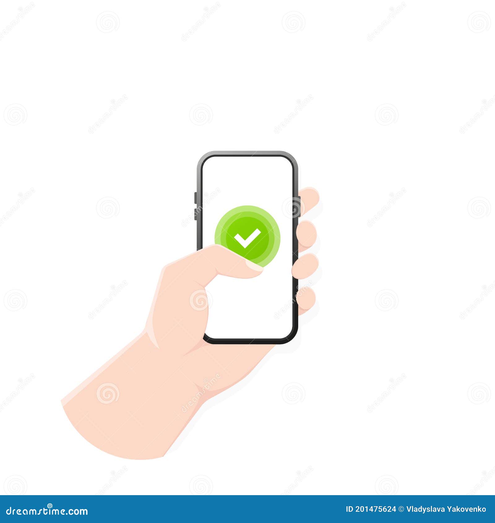 Smartphone With Checkmark Or Tick Notification In Bubble. Approved ...