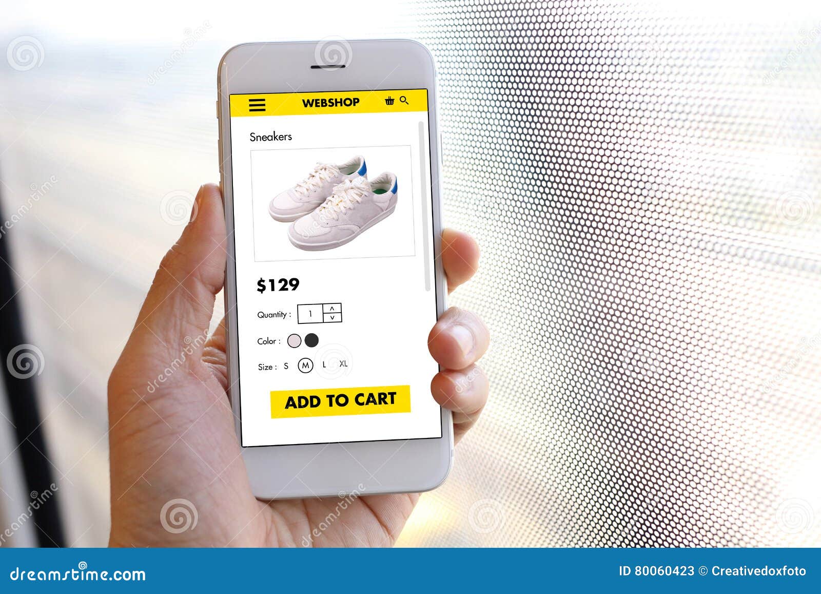 Hand Holding Smartphone with Choose Shoes on Ecommerce Website Stock ...