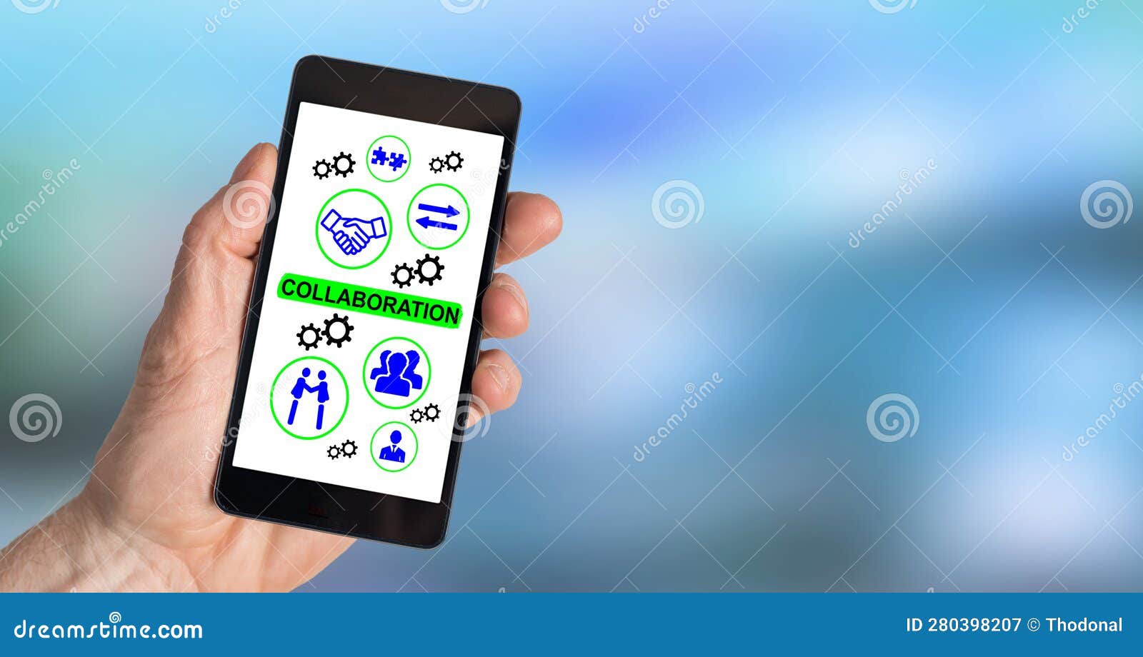 Collaboration Concept on a Smartphone Stock Image - Image of deal ...