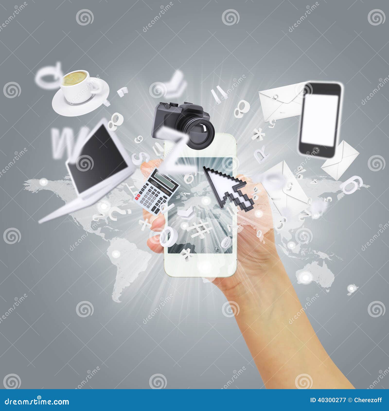 Hand Holding Smartphone. Concept Electronics Stock Illustration ...