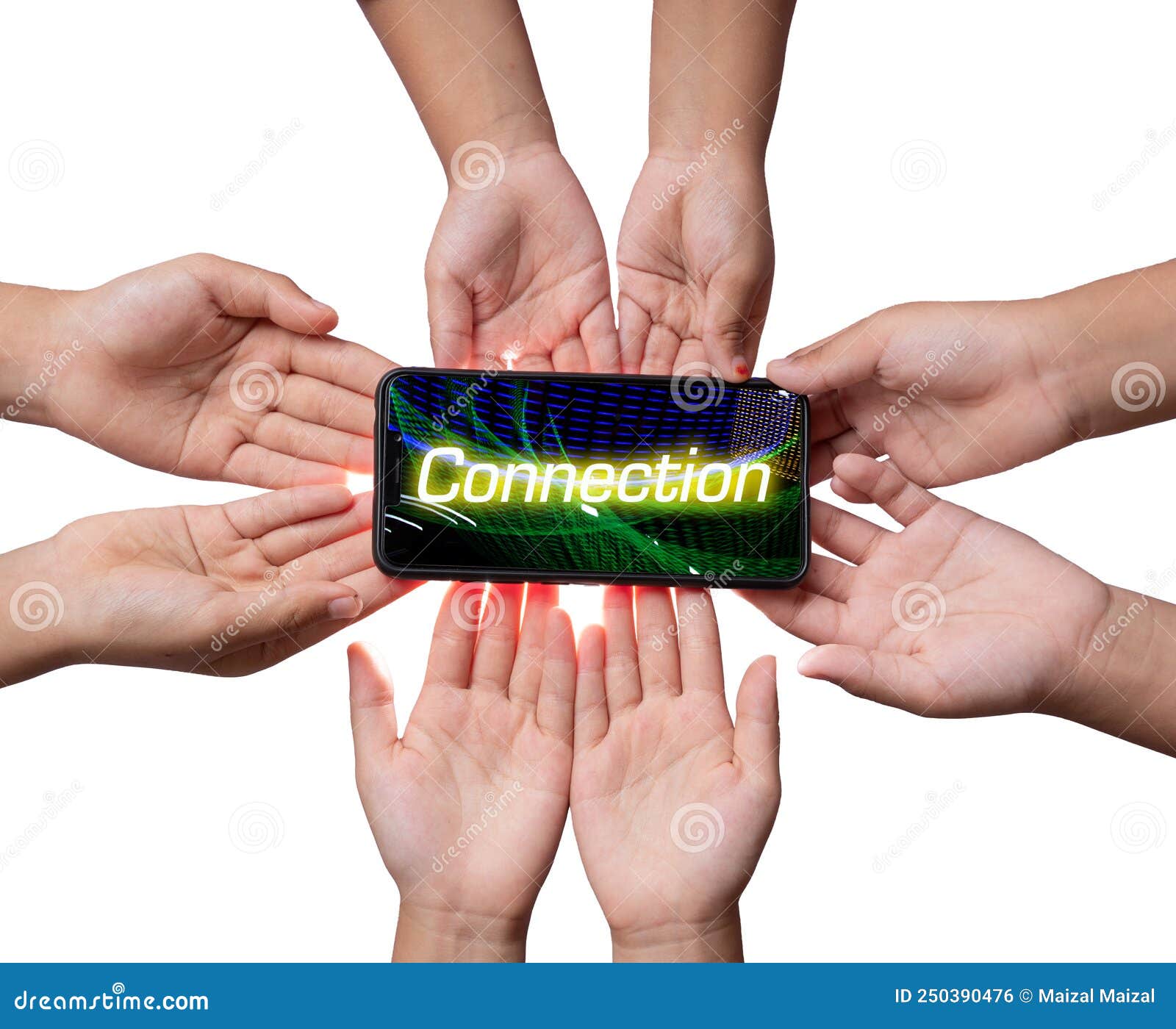 Hands Holding Smartphone with `connection` Word on Screen for Internet ...