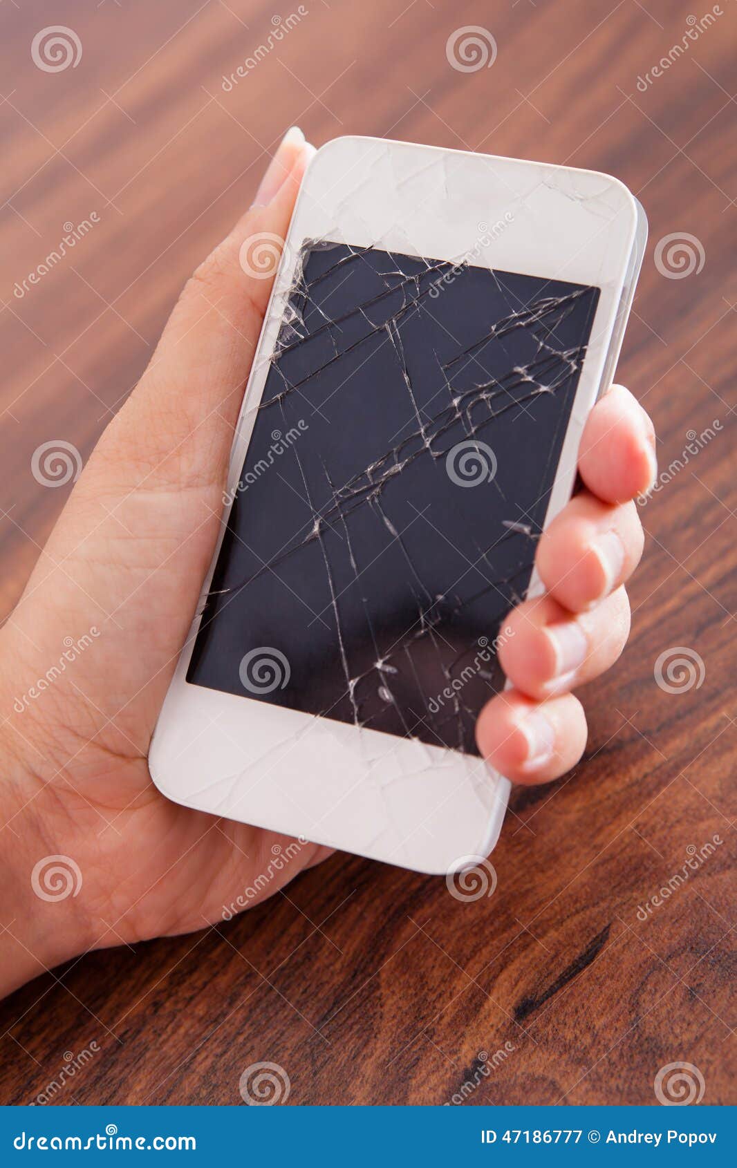 Hand Holding Smartphone with Cracked Screen Stock Image - Image of ...