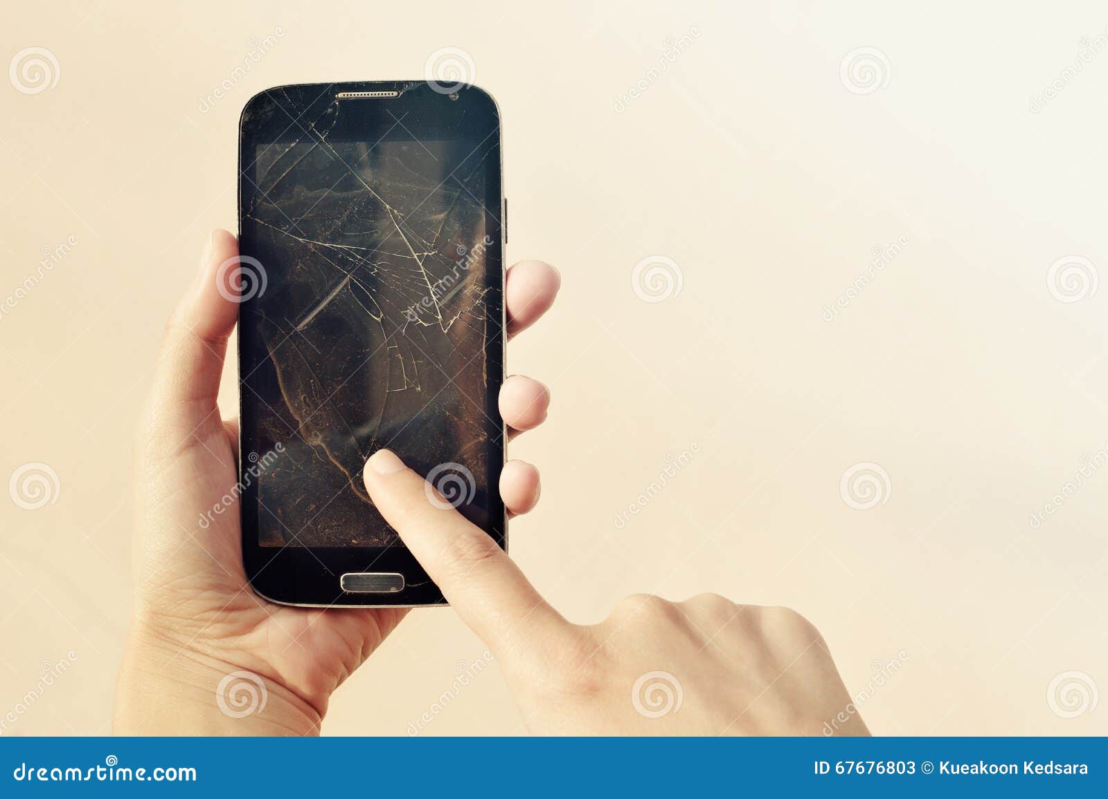 Hand Holding a Smartphone with Cracked Screen Stock Image - Image of ...