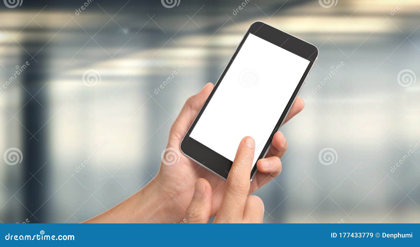 Hand Holding Smartphone Device Touching Screen Stock Image - Image of ...