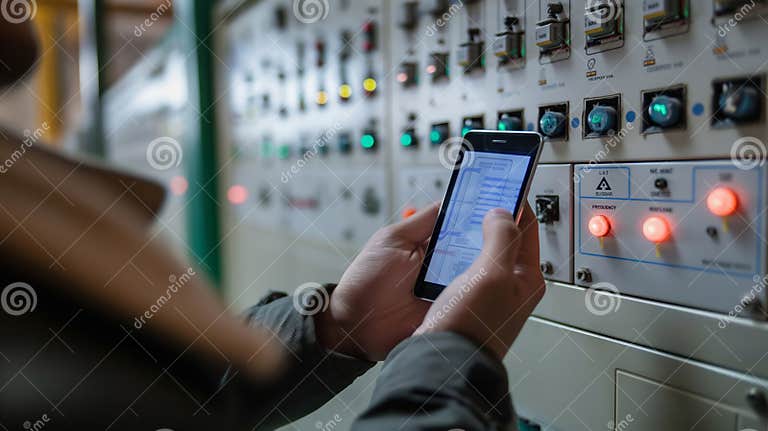 Hand Holding a Smartphone Displaying an Electrical Wiring Application ...