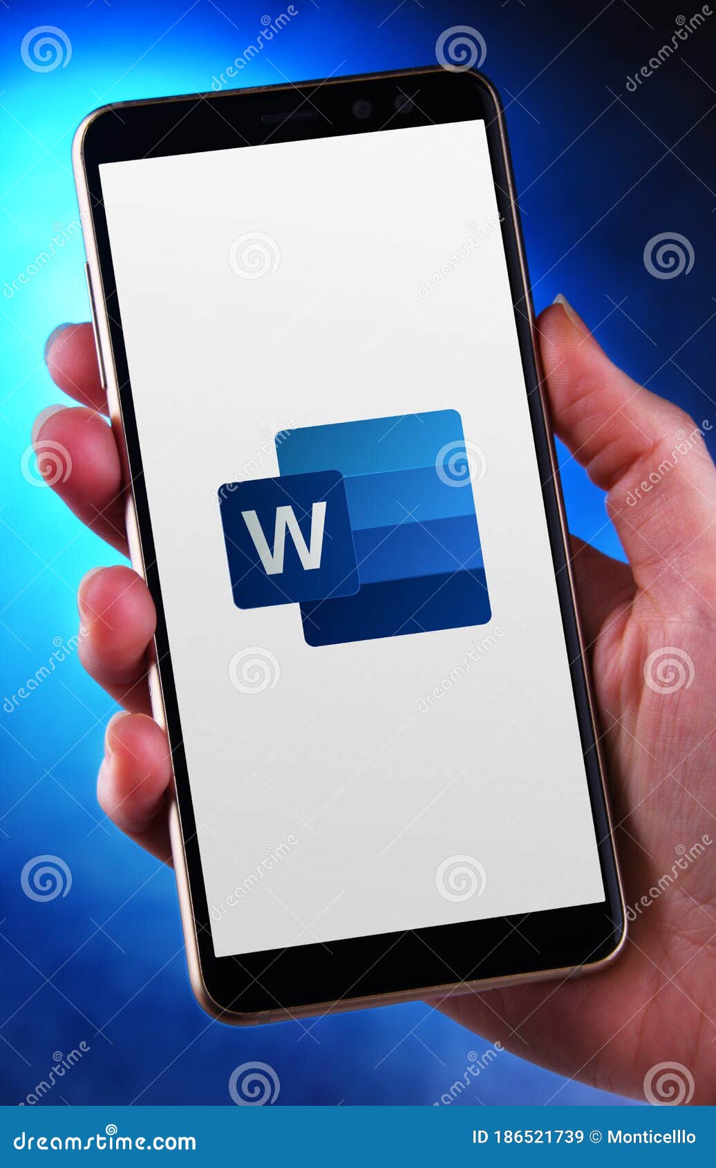Hand Holding Smartphone Displaying Logo of Microsoft Word Editorial ...