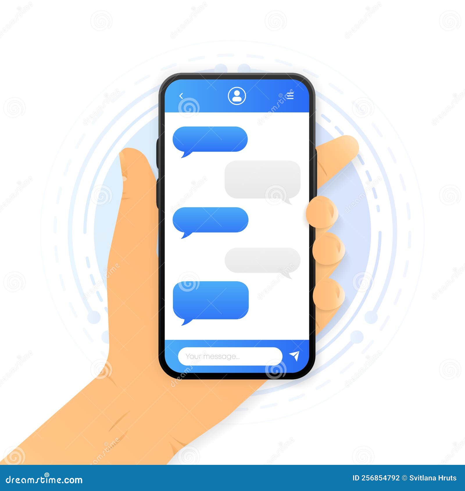 Hand Holding Smartphone with Email Notifications. Mobile Online Chat ...