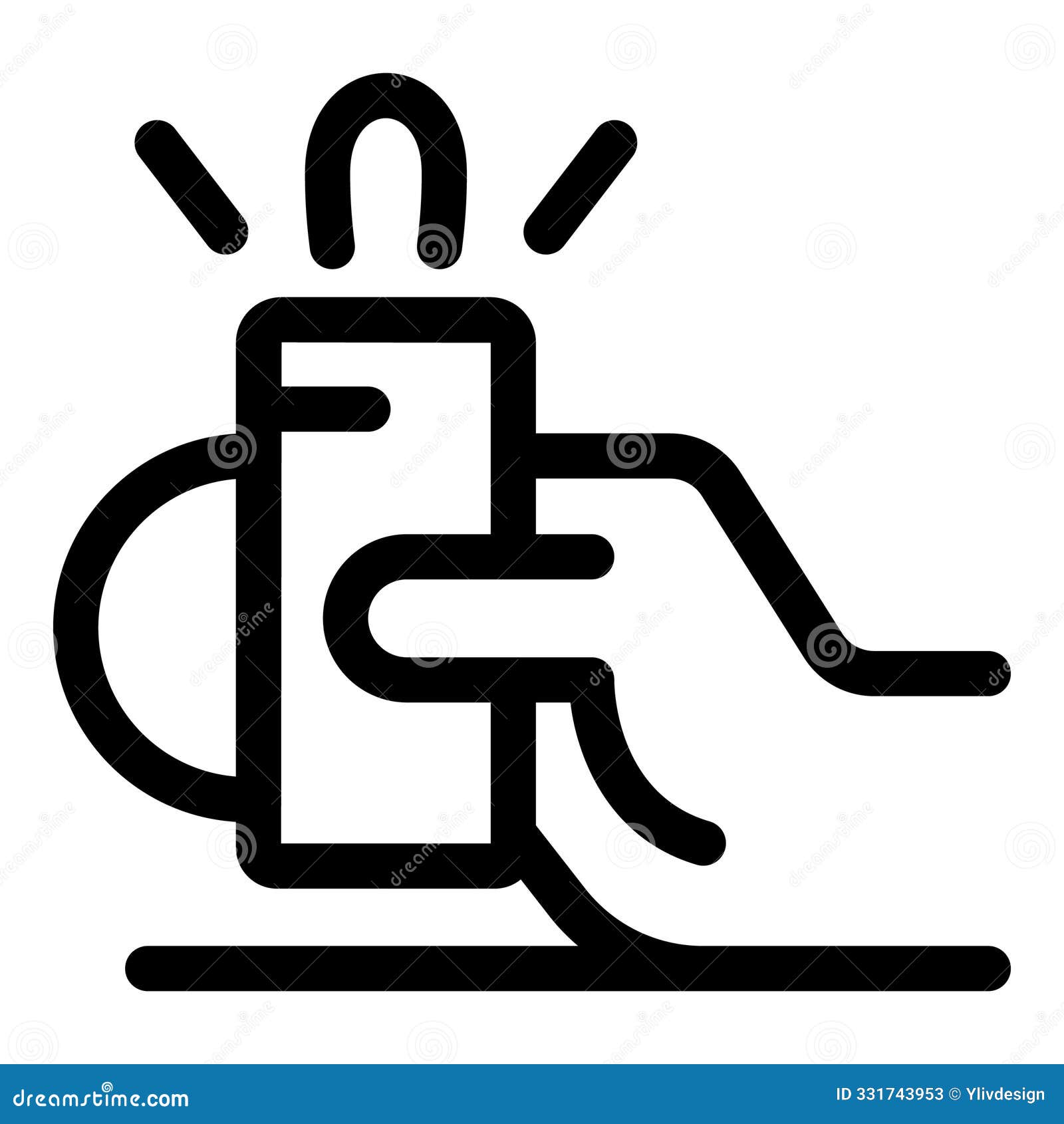 Hand Holding Smartphone with Flashing Light Coming from Screen Icon ...