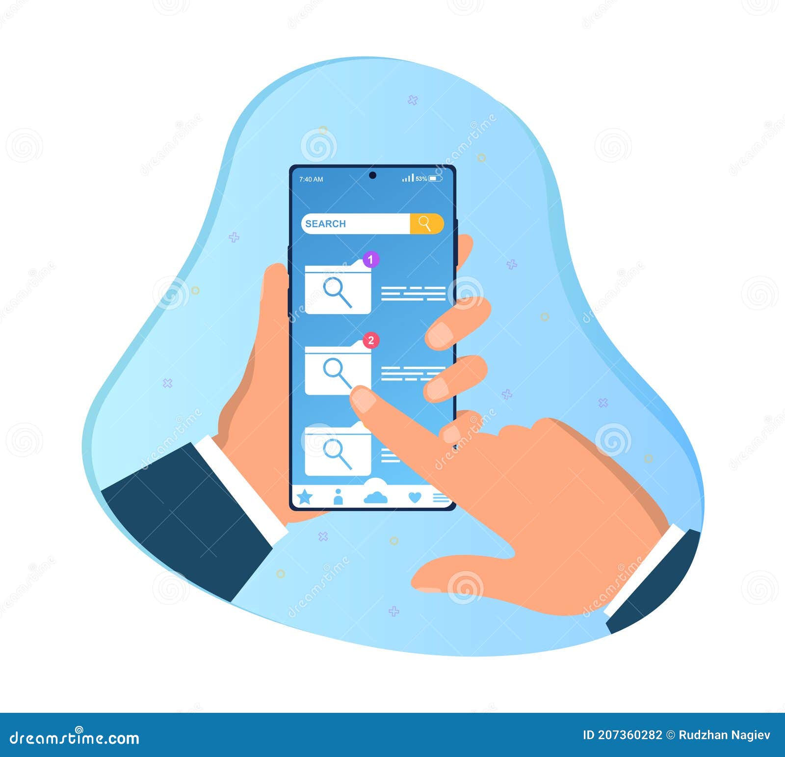 Smartphone And Folder Icon, Outline Style Cartoon Vector ...