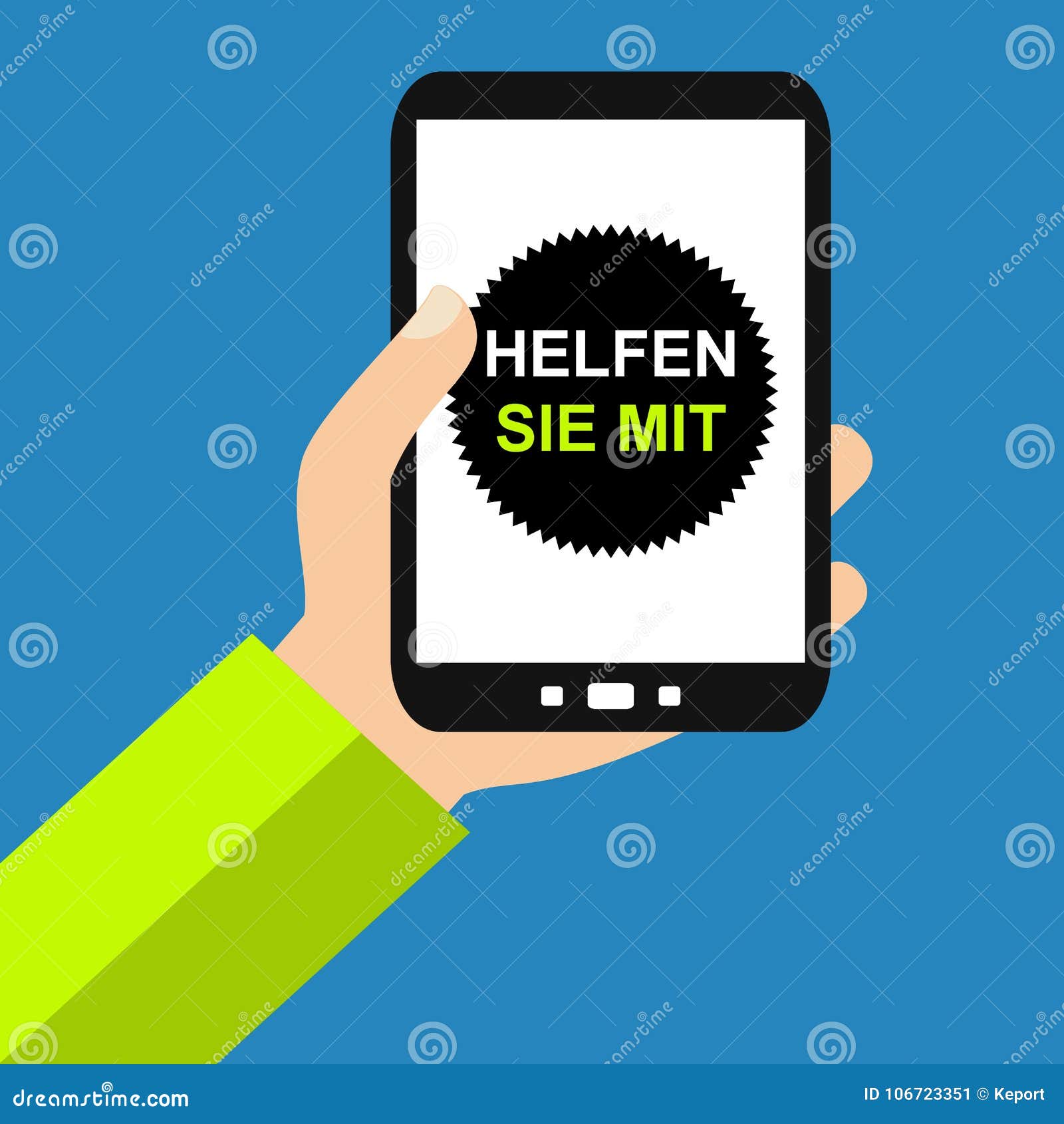 Smartphone: Help Us German - Flat Design Stock Illustration ...