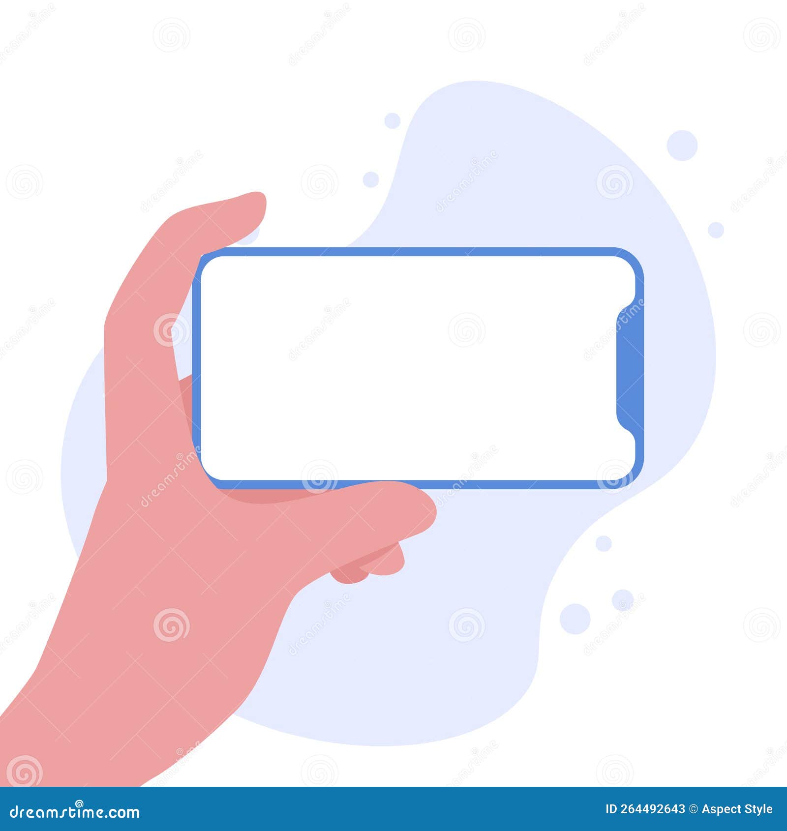 Hand Holding Smartphone Horizontally with Blank Screen Vector ...