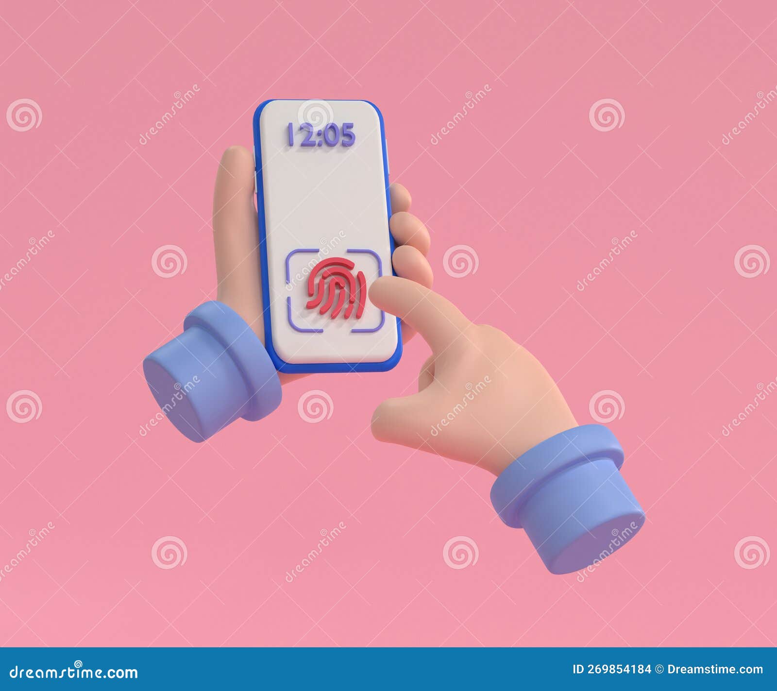 Hand Holding Smartphone with Identification Scannings of a Fingerprint ...