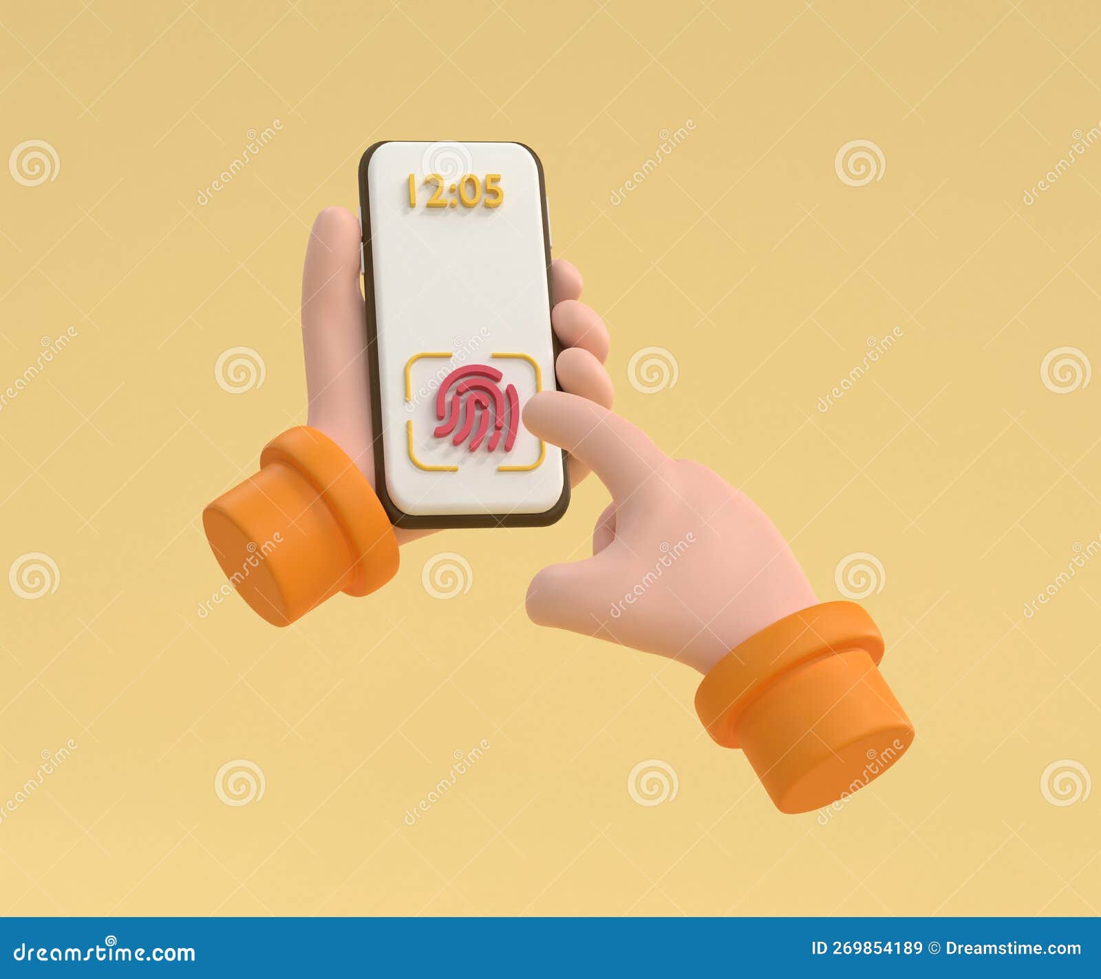 Hand Holding Smartphone with Identification Scannings of a Fingerprint ...