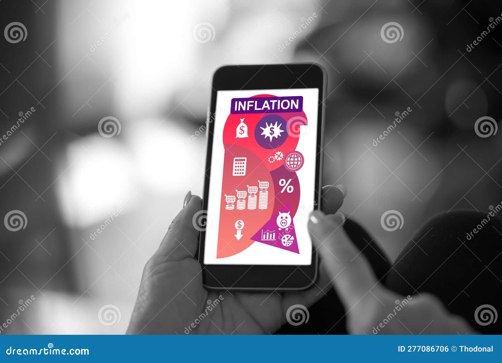 Inflation Concept on a Smartphone Stock Photo - Image of price, hand ...
