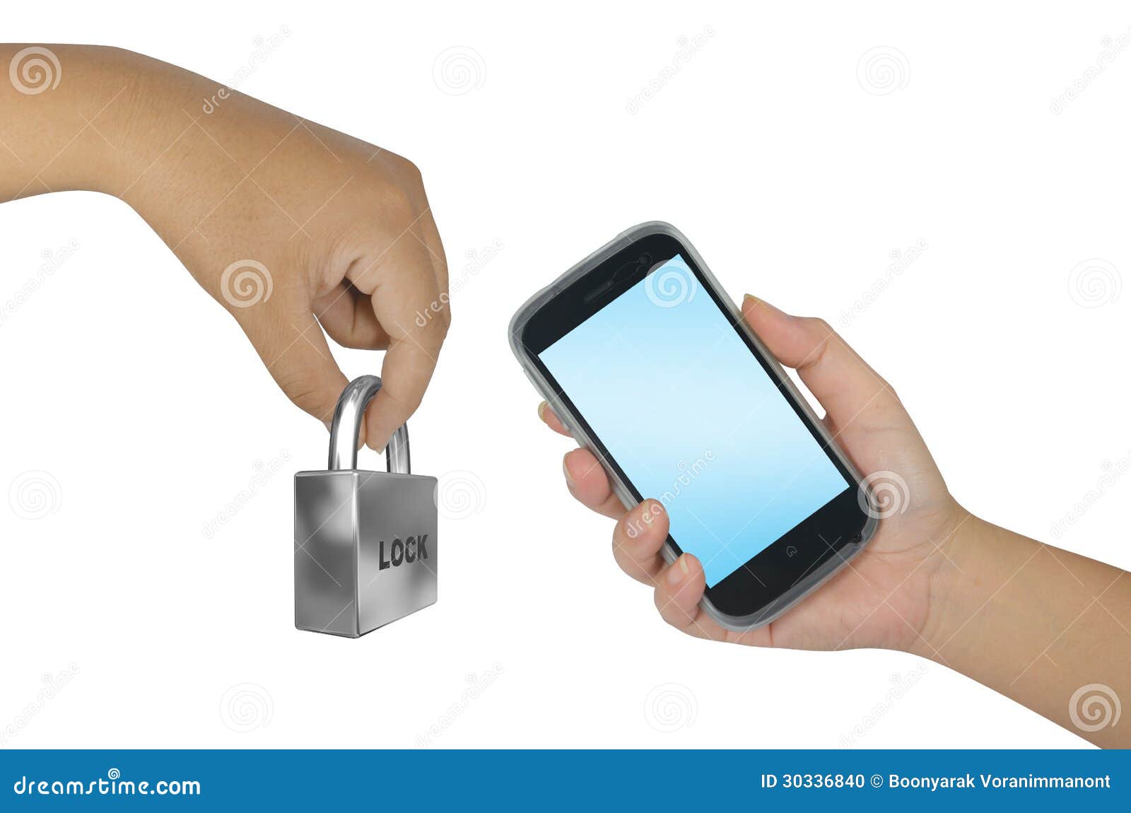 Hand Holding Smartphone with Lock Stock Photo - Image of smartphone ...