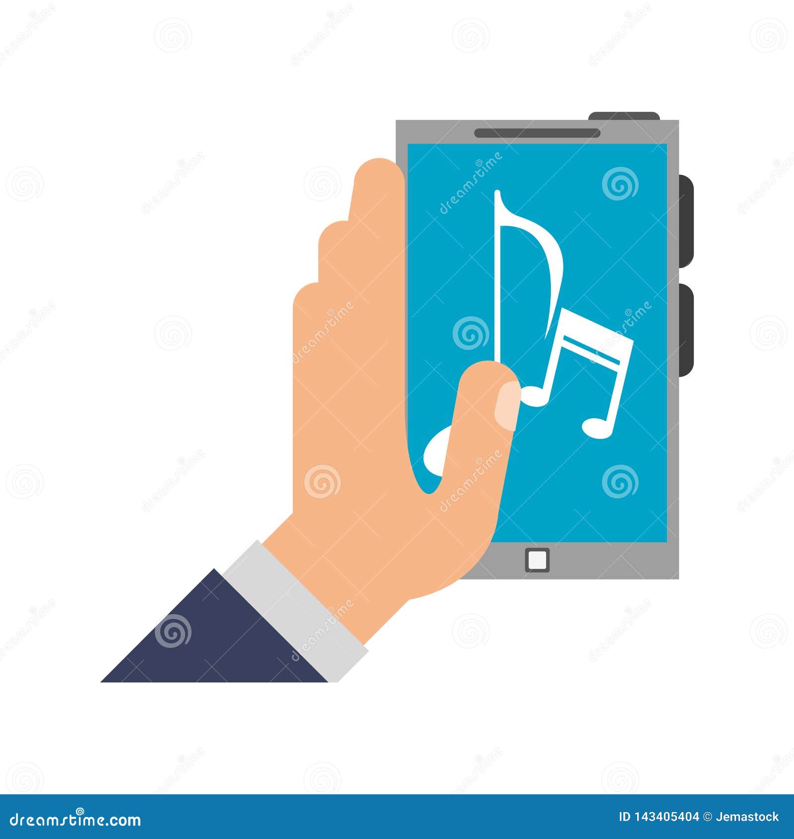 Hand Holding Smartphone with Music Stock Vector - Illustration of ...
