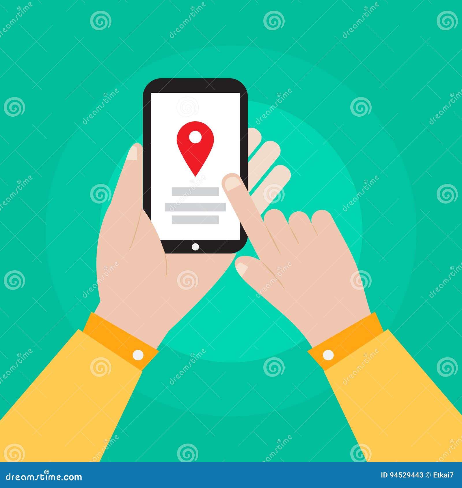 Hand Holding Smartphone with Navigation Icon Vector Design Stock Vector ...