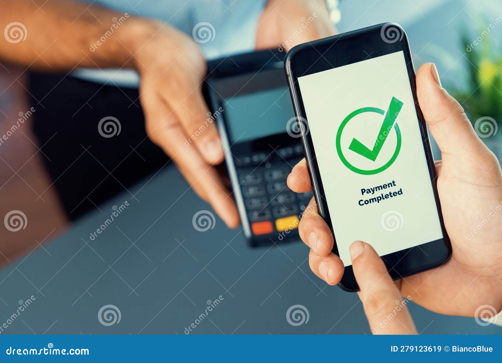Hand Holding Smartphone with NFC QR Code Device. Fervent Stock Image ...