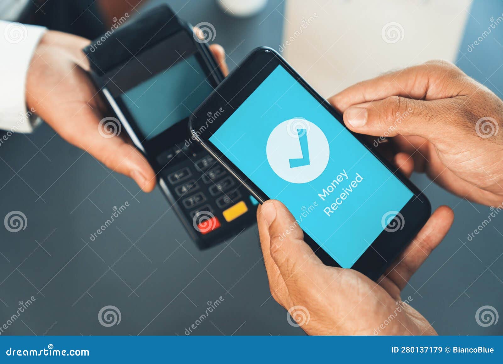 Hand Holding Smartphone with NFC QR Code Device. Fervent Stock Image ...