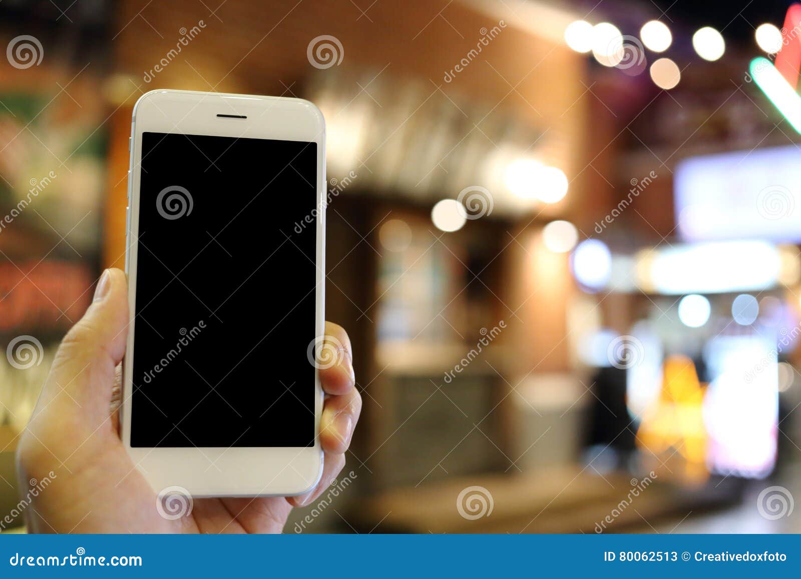 Hand Holding Smartphone with Night Background Stock Image - Image of ...