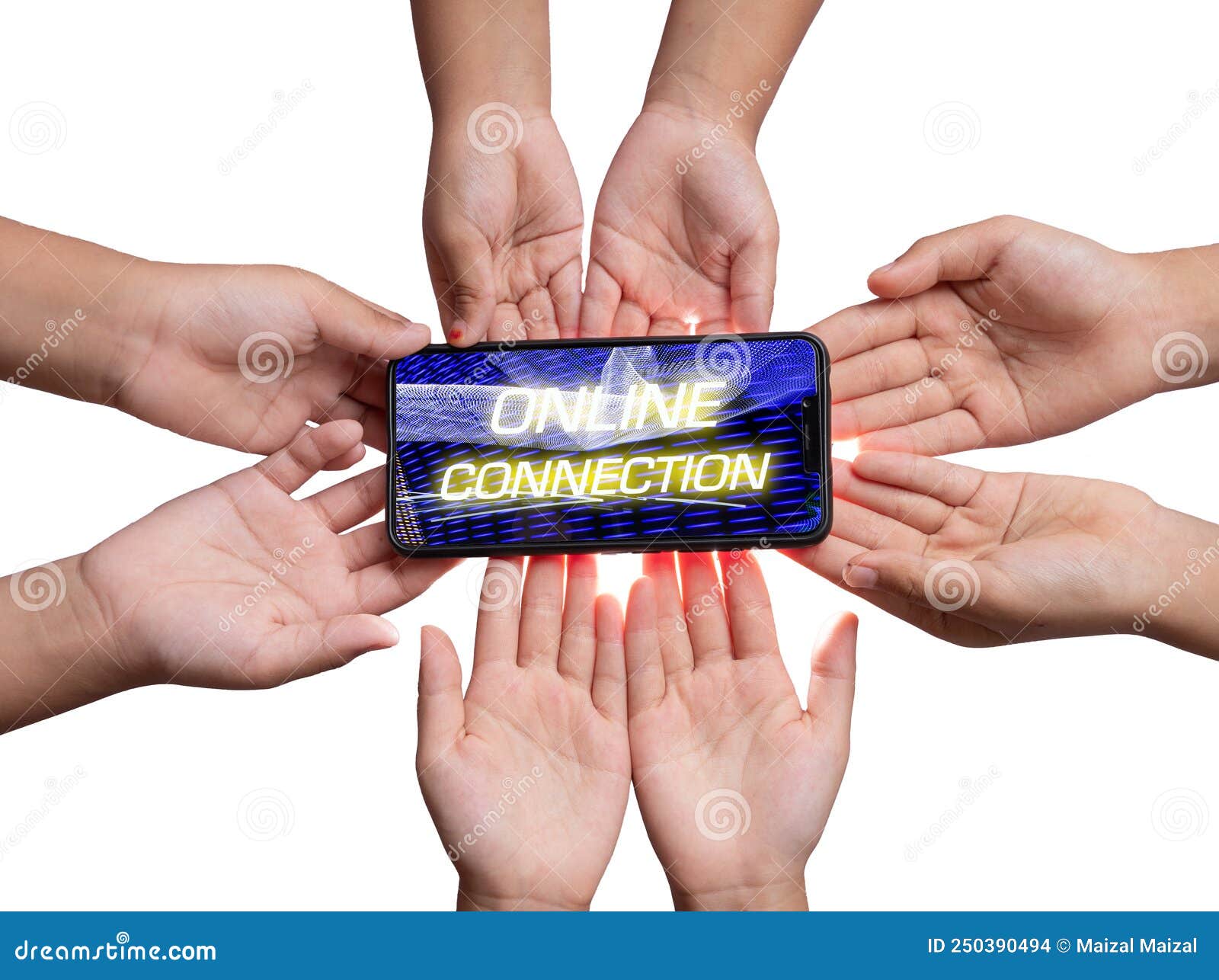 Hands Holding Smartphone with `online Connection` Word on Screen for ...
