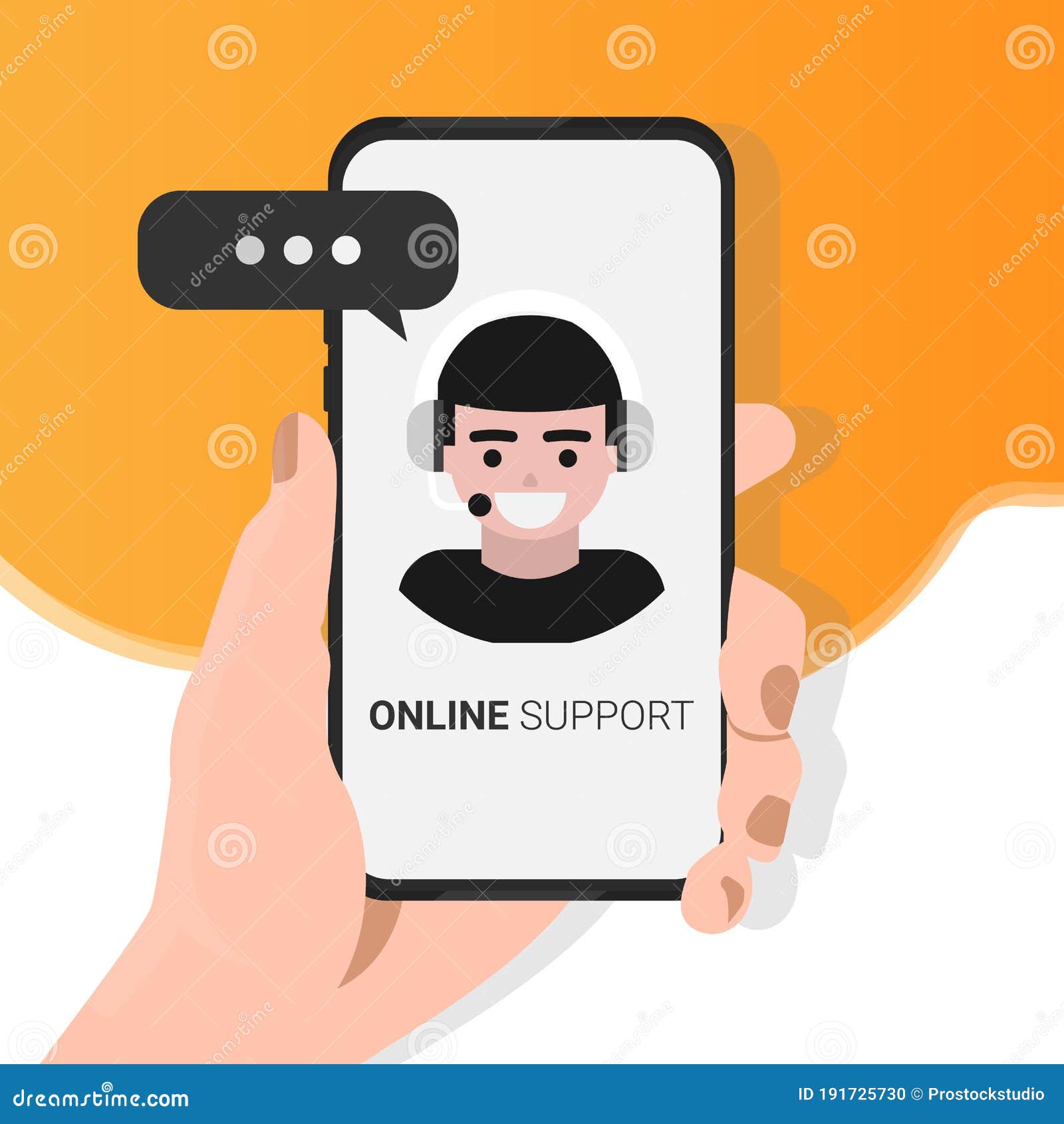 Hand Holding Smartphone with Opened Virtual Assistant, Yellow ...