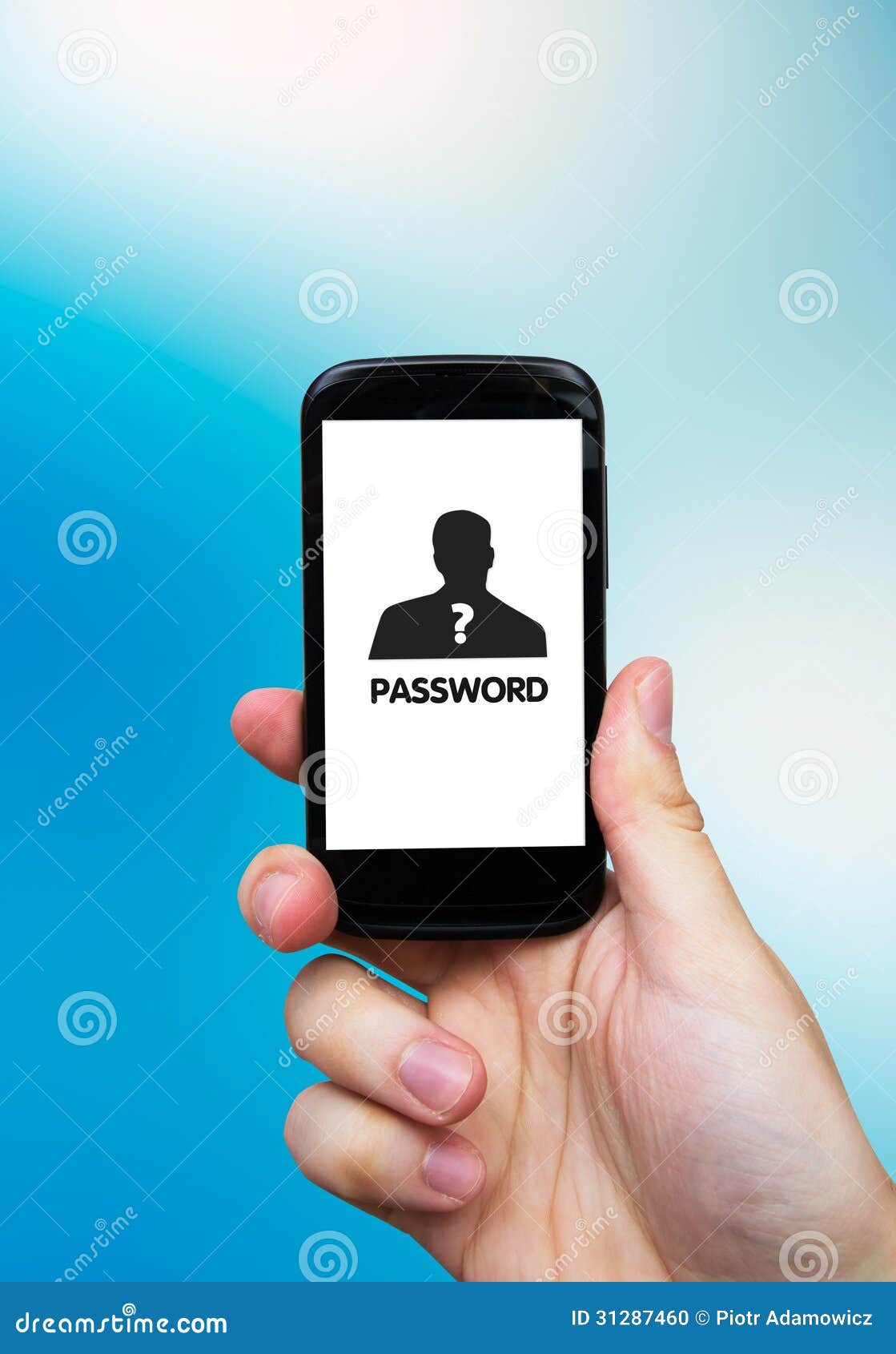 Hand Holding Smartphone with Password on Display. Stock Photo - Image ...