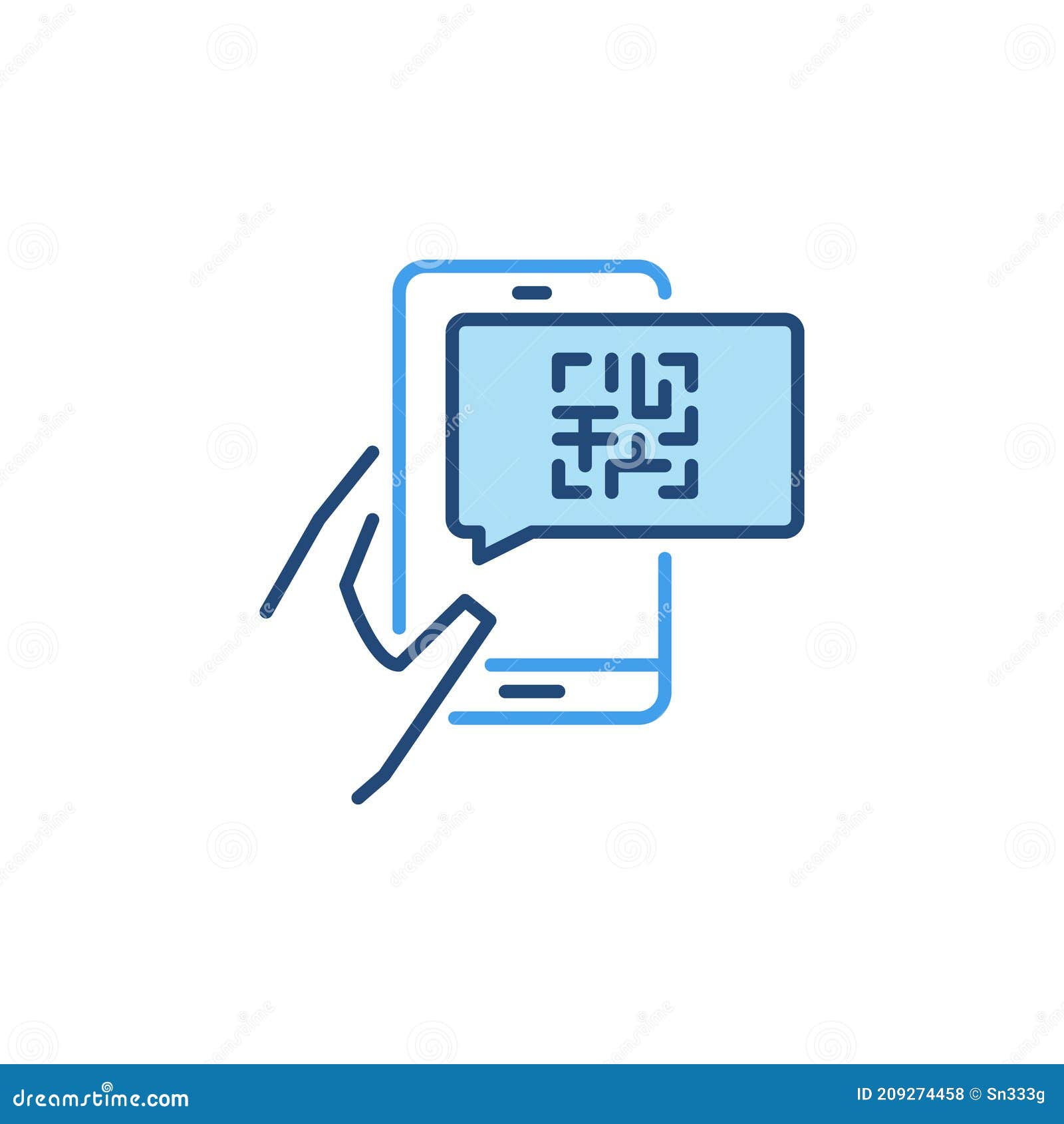 Hand Holding Smartphone with QR Code Colored Icon Stock Vector ...