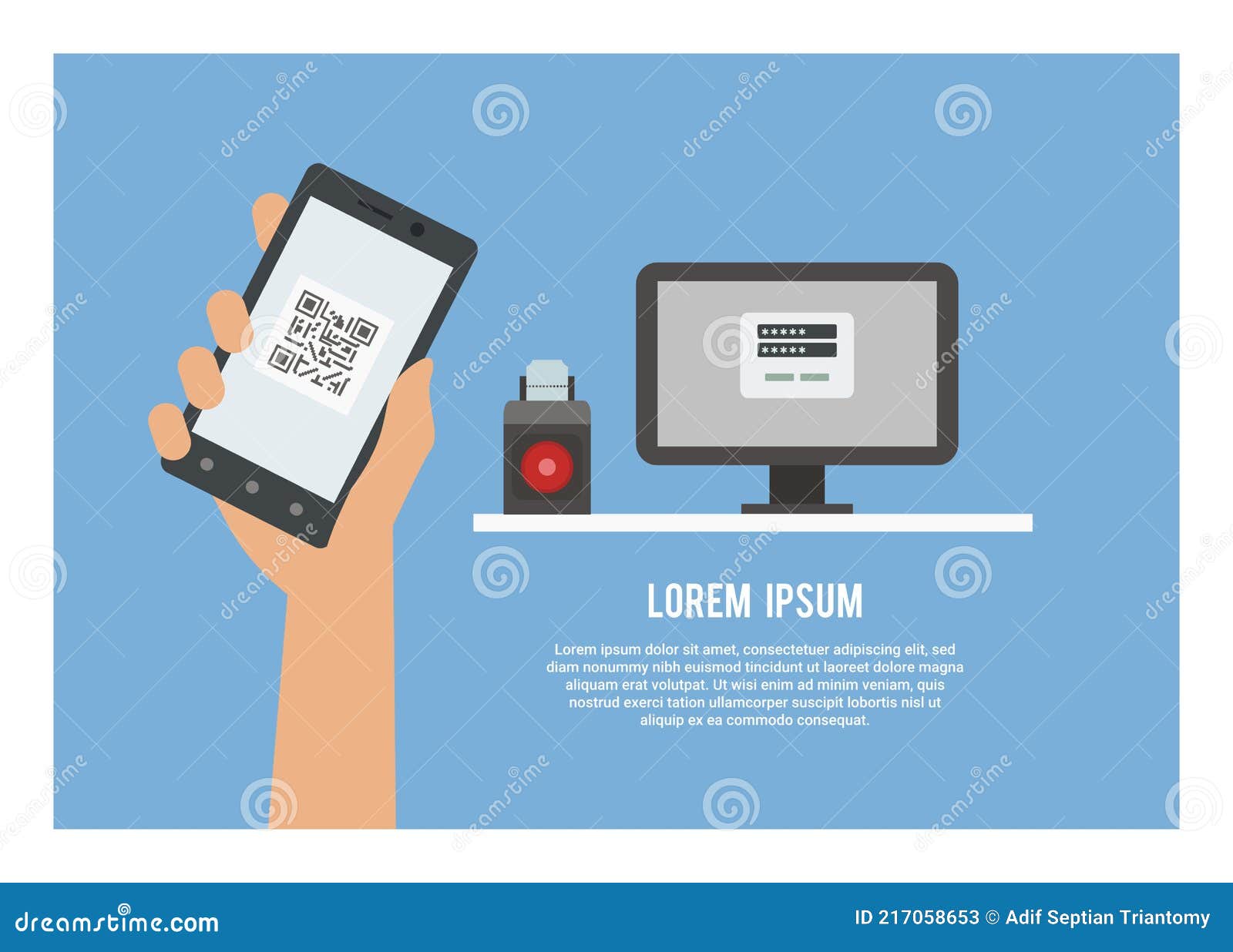 Hand Holding Smartphone with QR Code Interface, with Ticket Self ...