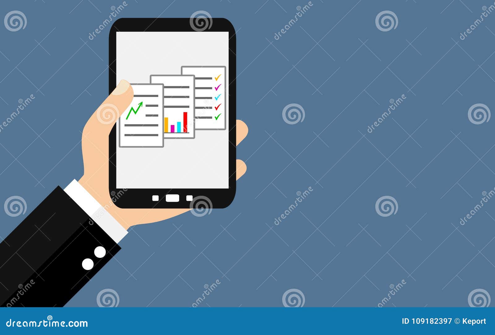 Smartphone: Report - Flat Design Stock Illustration - Illustration of ...