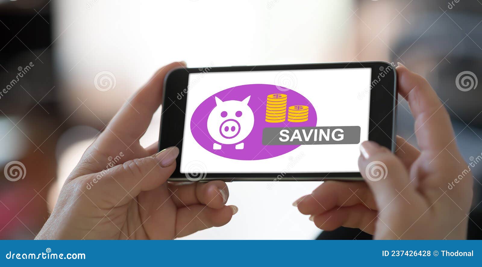 Saving Concept on a Smartphone Stock Photo - Image of mobile, money ...