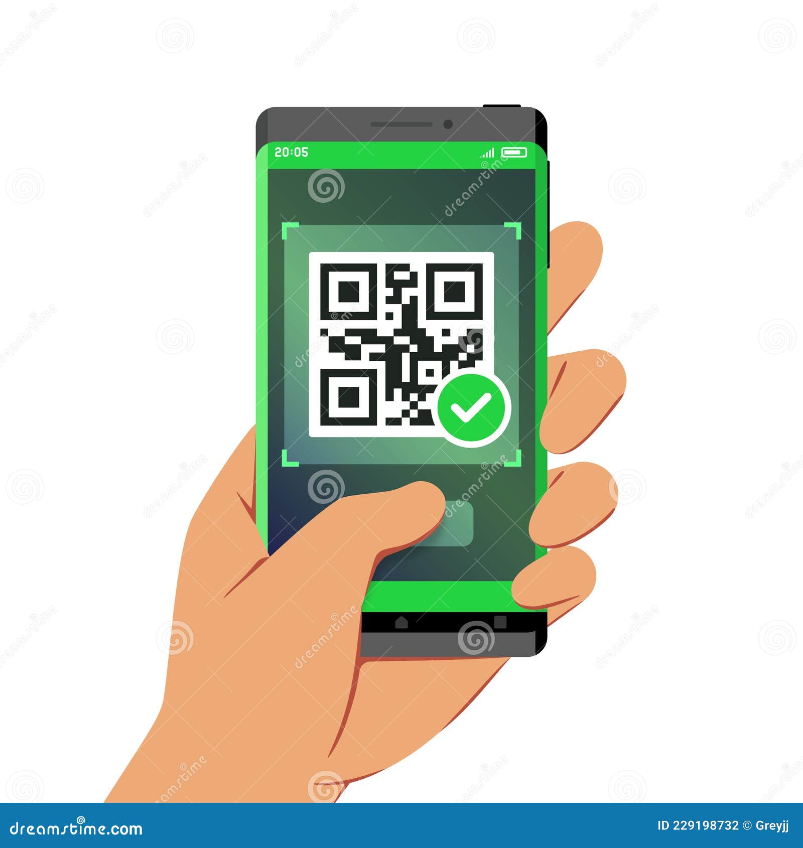 Hand Holding Smartphone with Scanned and Verified QR Code on Its Screen ...
