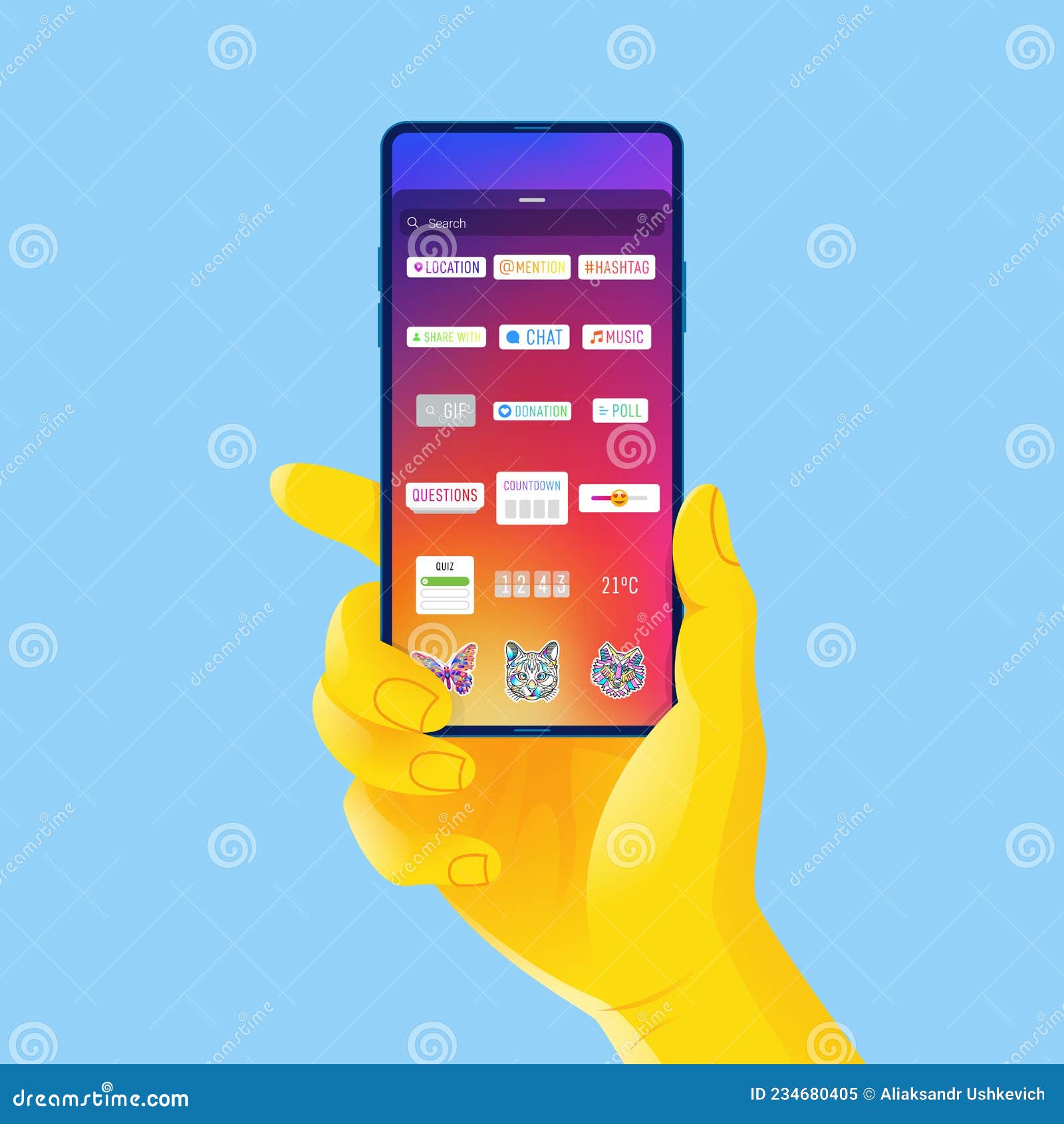 Hand Holding Smartphone Screen Interface Stock Vector - Illustration of ...