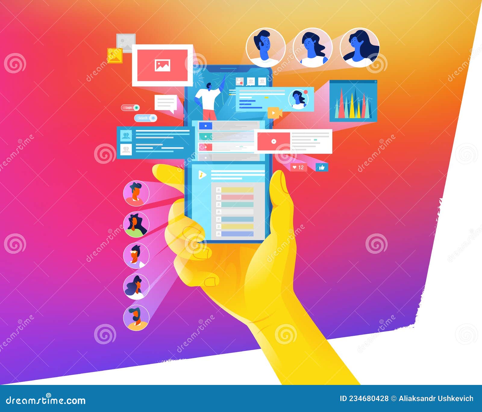 Hand Holding Smartphone Screen Interface Stock Vector - Illustration of ...
