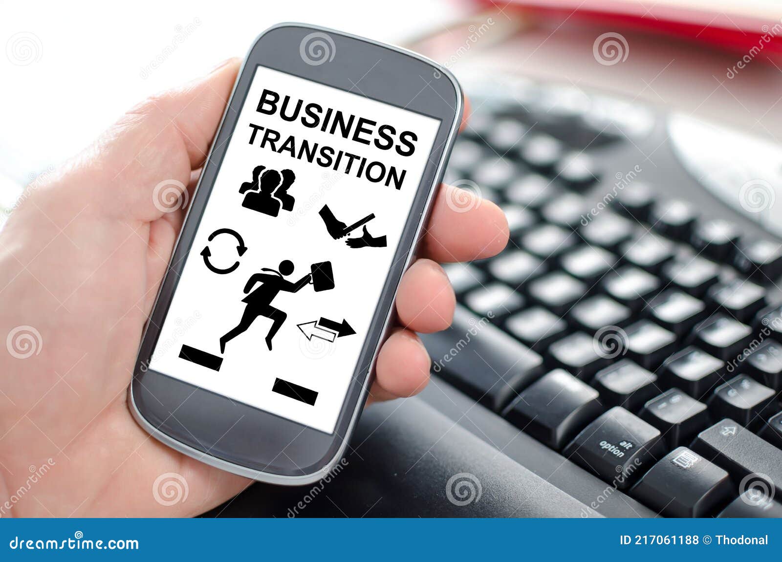 Business Transition Concept on a Smartphone Stock Photo - Image of held ...
