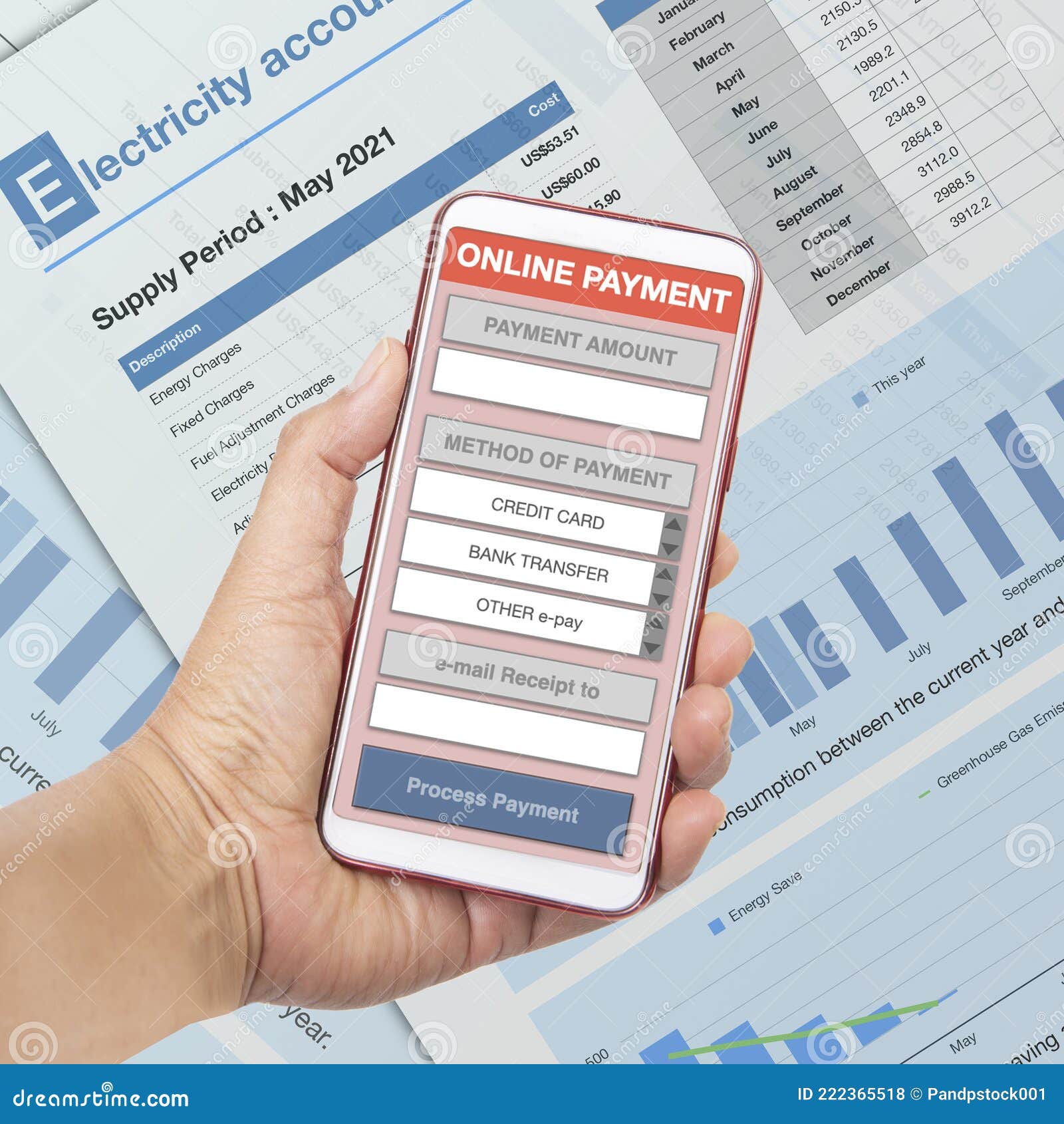 Hand Holding Smartphone Showing Electronic Payment Application with ...