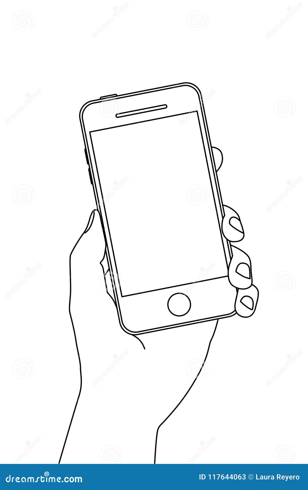 Hand holding a smartphone stock vector. Illustration of mobile - 117644063