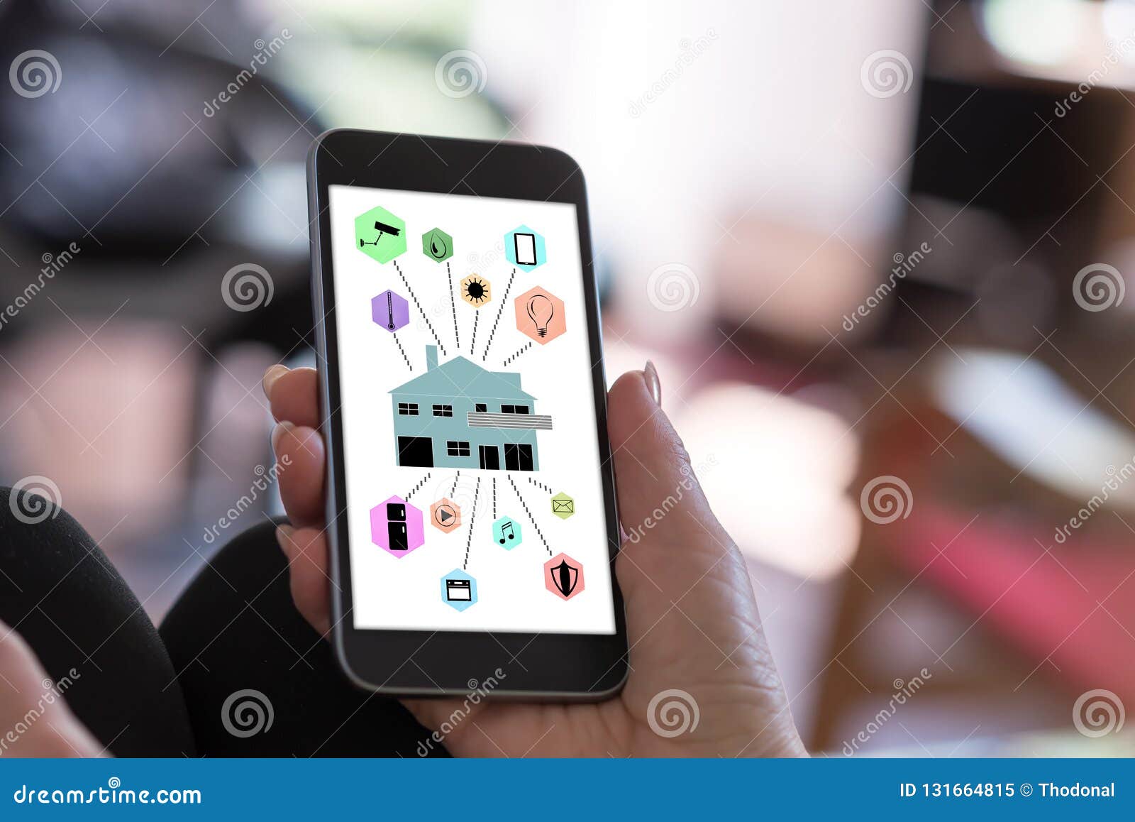 Smart Home Automation Concept on a Smartphone Stock Image - Image of ...