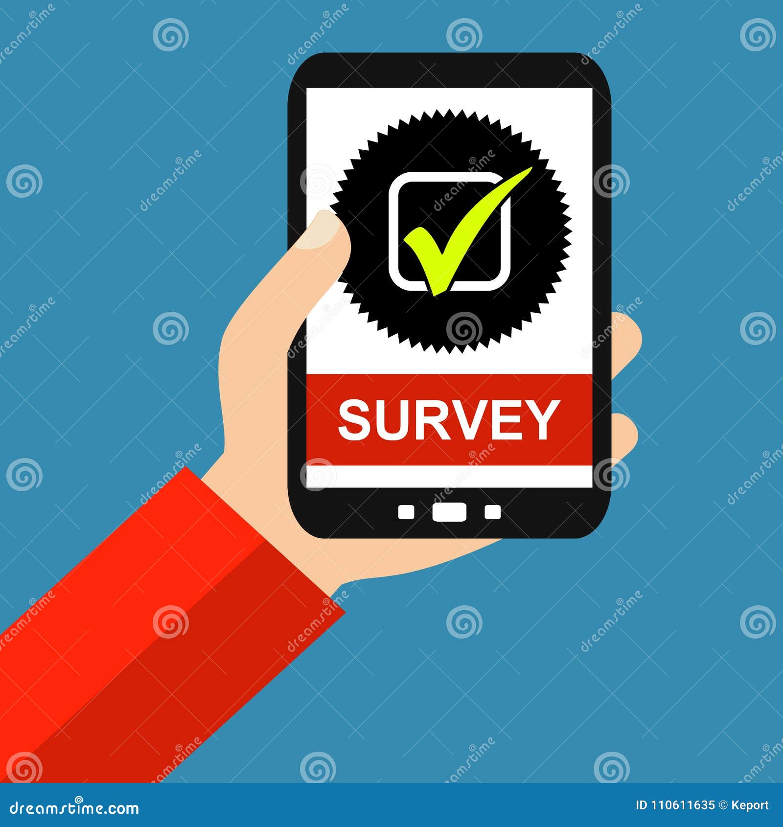 Smartphone: Survey - Flat Design Stock Illustration - Illustration of ...