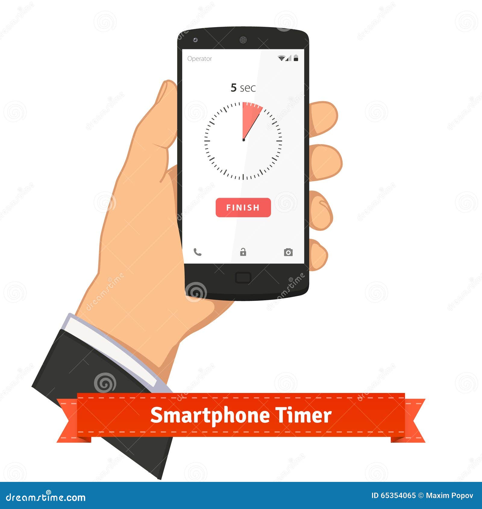 Hand Holding Smartphone with Timer App on Screen Stock Vector ...