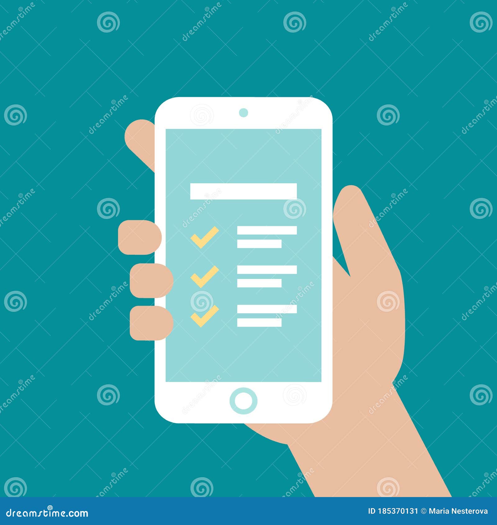 Hand Holding Smartphone with To-do Check List with Ticks and Points ...