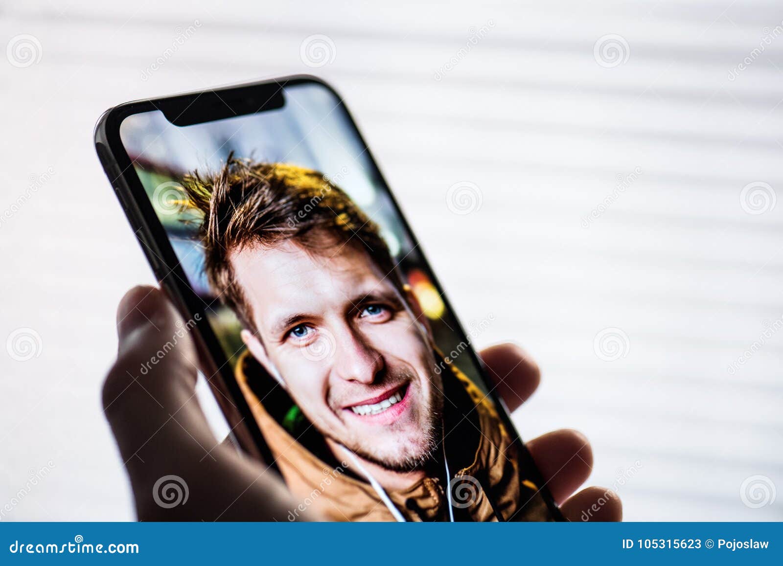 A Smartphone Using Face ID Recognition System. Stock Image - Image of ...
