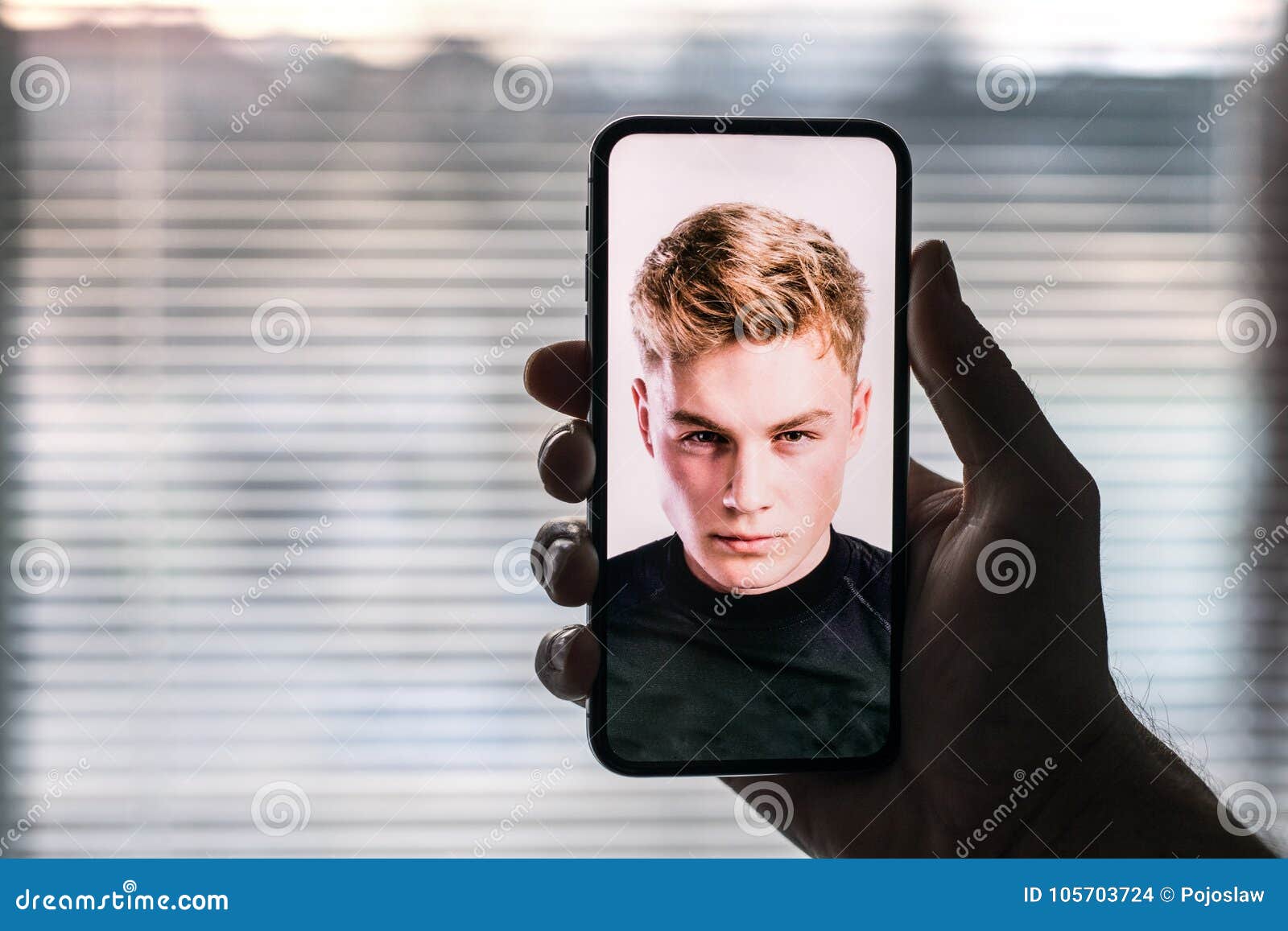 A Smartphone Using Face ID Recognition System. Stock Photo - Image of ...