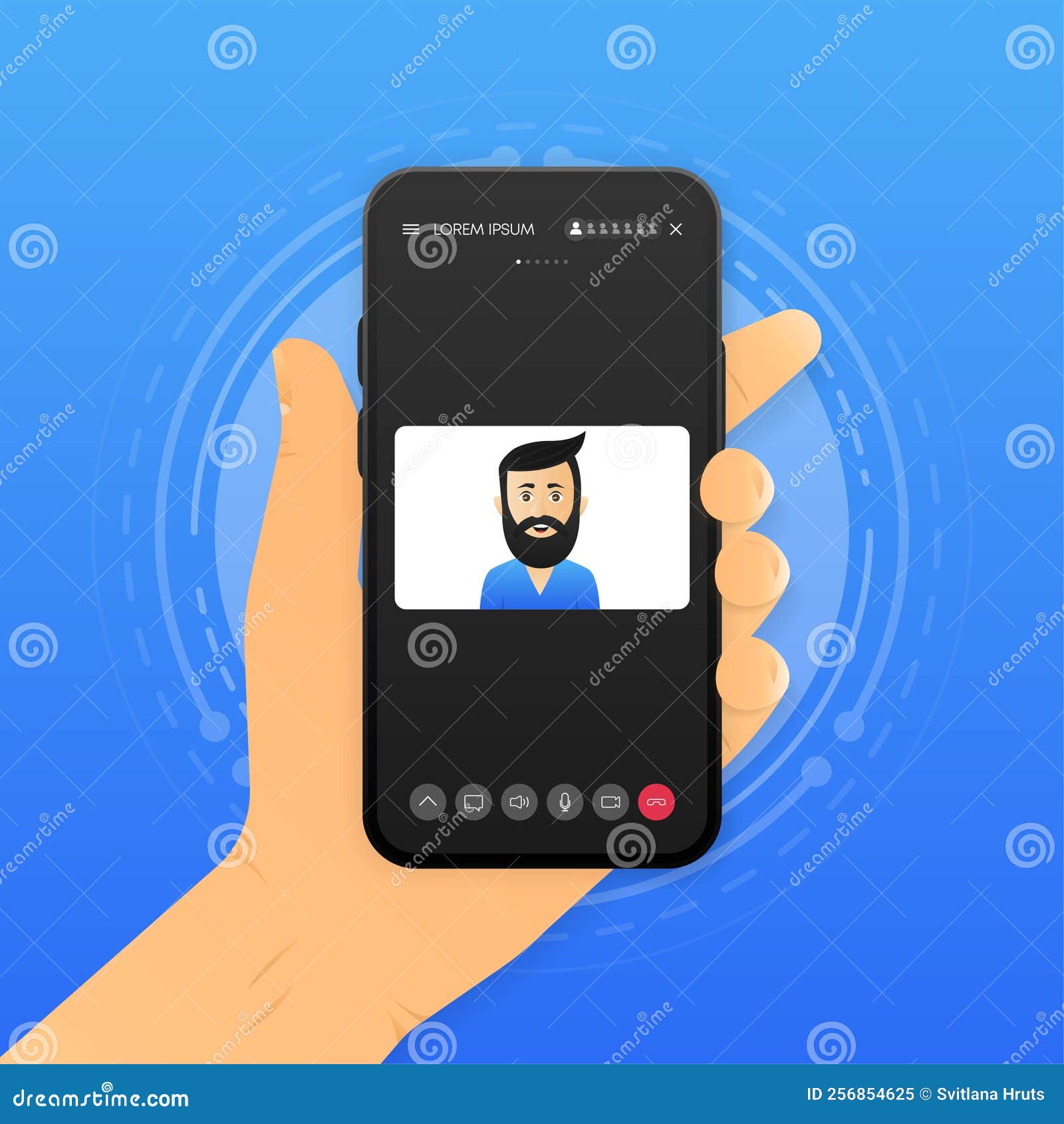 Hand Holding Smartphone with Video Call. Mobile Speaking in Video Chat ...