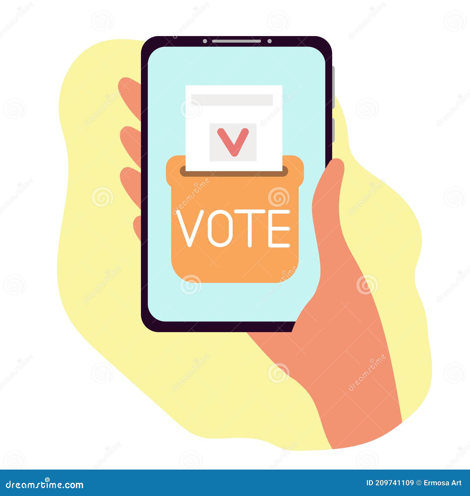 Hand Holding Smartphone with Voting App on the Screen,online, E-voting ...