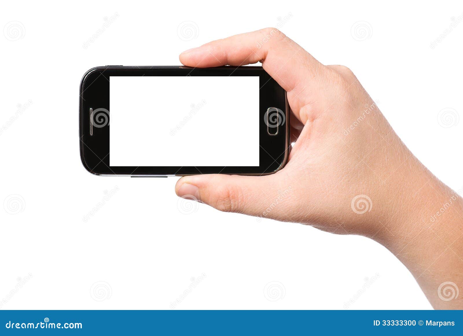 Hand Holding Smartphone with White Screen Stock Photo - Image of ...