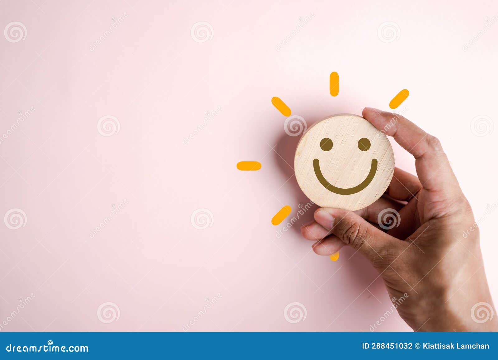 Hand Holding Smile Face Emoticon with Light Bulb Smart Idea and ...