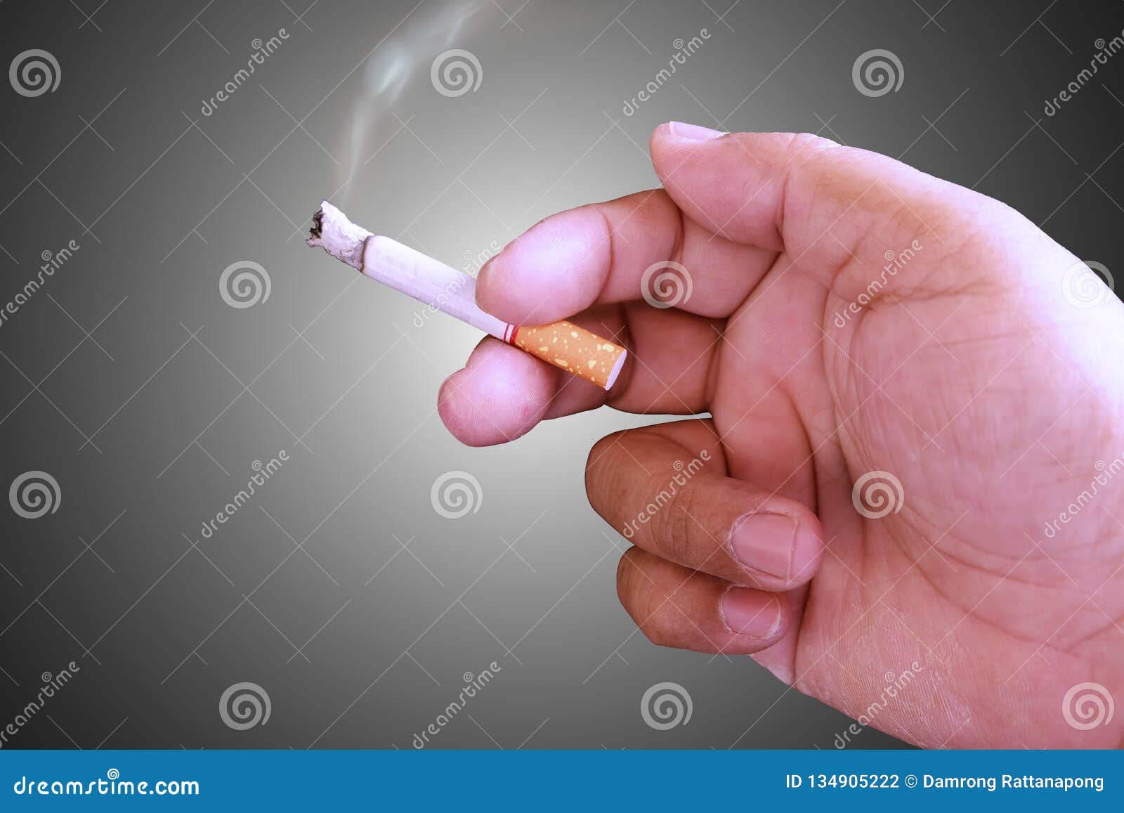 Hand Holding Smoking Cigarette on Black Background, Empty Space Stock ...