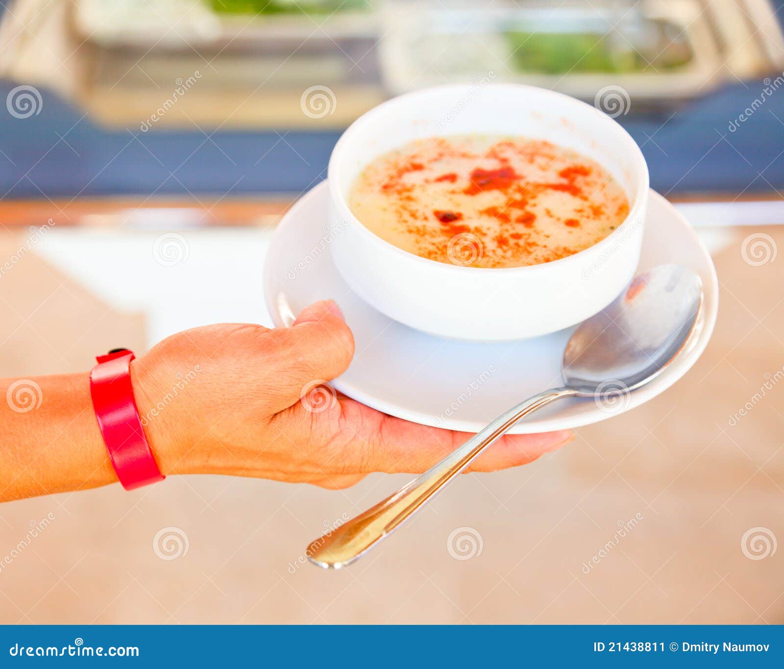 Hand holding soup stock image. Image of restaurant, plate - 21438811